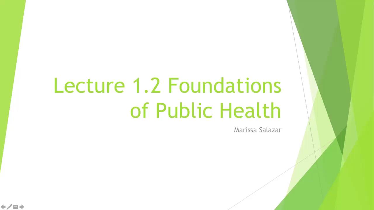 Foundations of Public Health Lecture 1.2